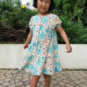 Girls Front Button Dress Sewing Pattern, Girls Dress Pdf Pattern ...
