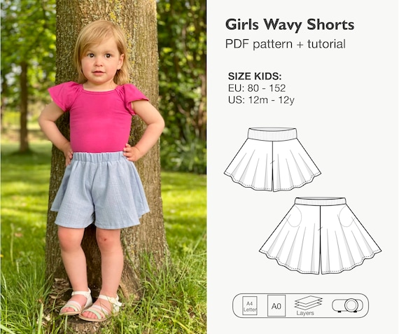 Girls Skort Sewing Pattern Mini Culotte Divided Skirt | Etsy