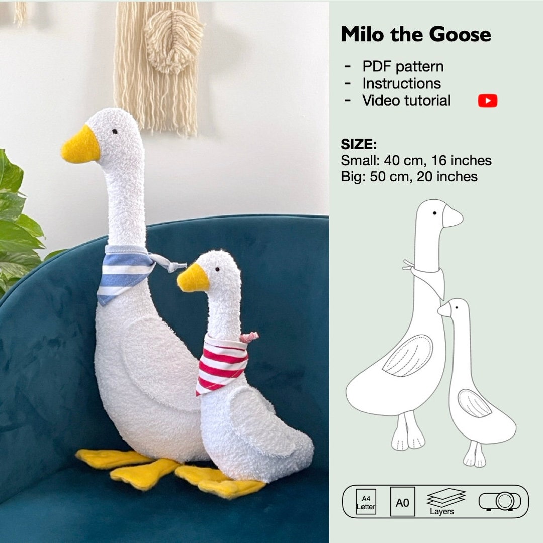 Goose Doll Pdf Sewing Pattern, Cuddle Goose, Plush Goose Soft Toy, Duck ...