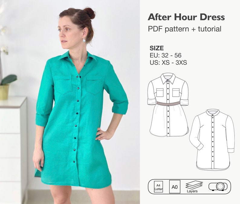 Long Shirt Dress Pattern Women Summer Dress Pdf Pattern - Etsy