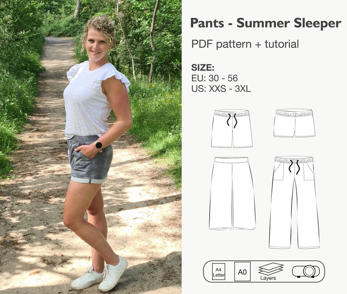 Women Short Pants Sewing Pattern Culottes Pants Pdf Pattern - Etsy