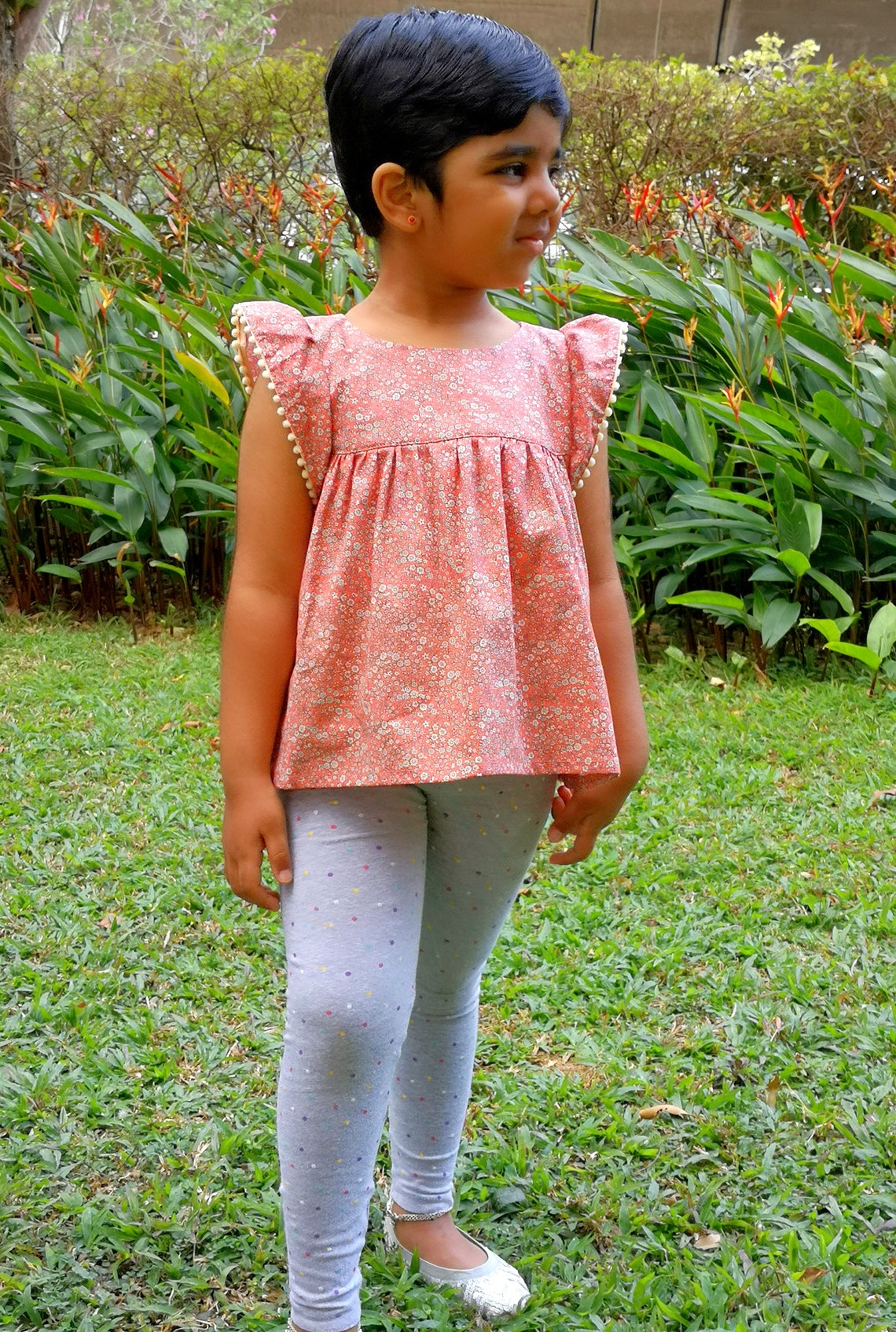 Bundle Girls Flutter Sleeve Top Tunic Dress Pattern for Woven and Knit ...