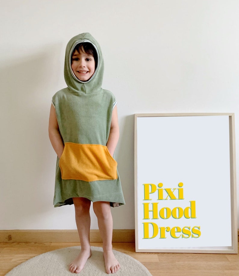 Girls Hood Dress Pattern, Pixie Hood Dress, Hoodie Dress With Kangaroo ...