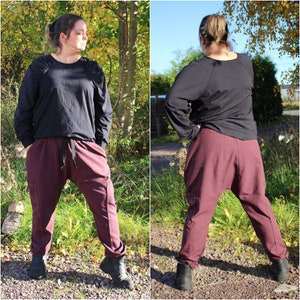 Women Drop Crotch Pants Sewing Pattern, Women Jogger Pants, Loungewear ...