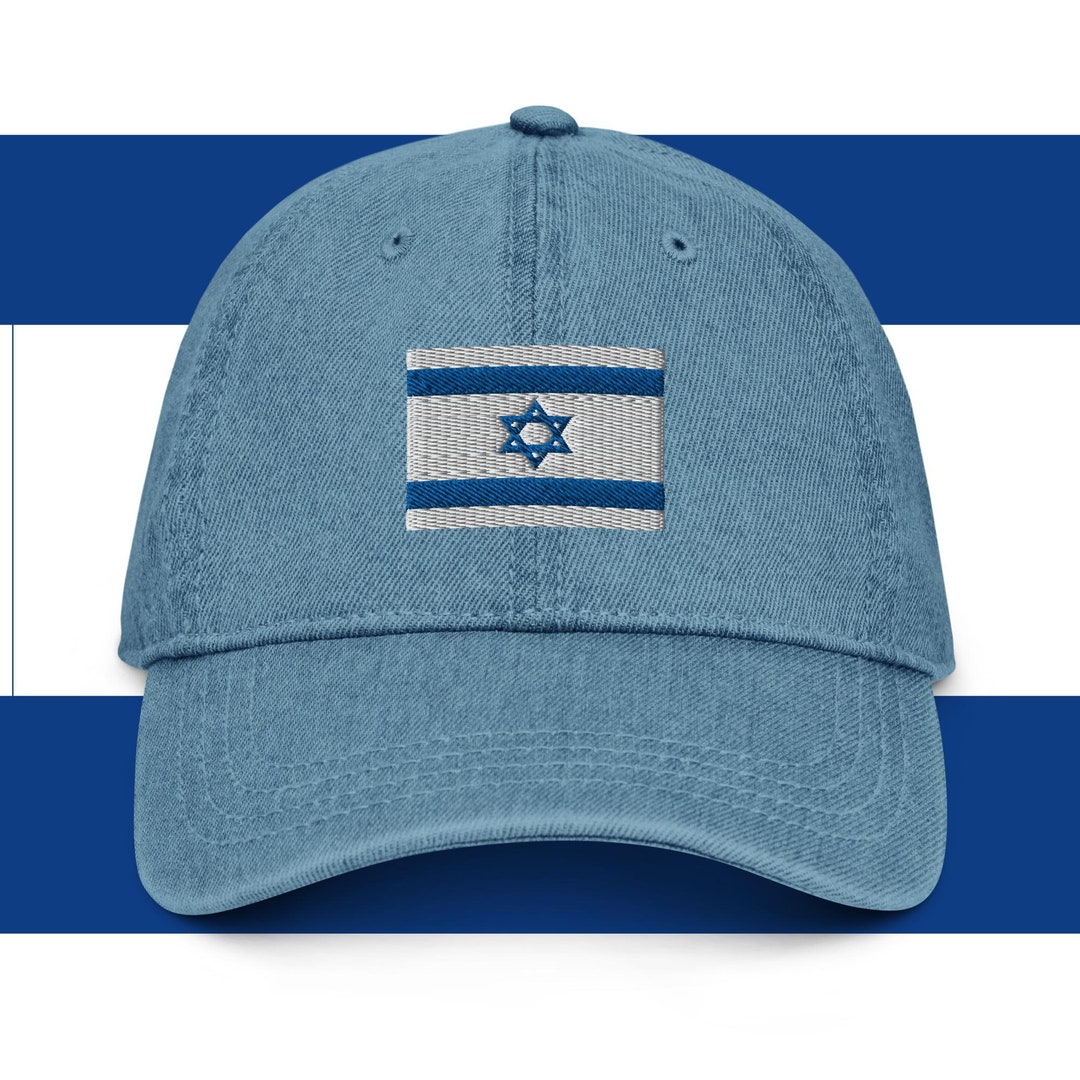 Israeli Flag Embroidered Denim Hat, Holy Land Unisex Jeans Baseball Cap ...