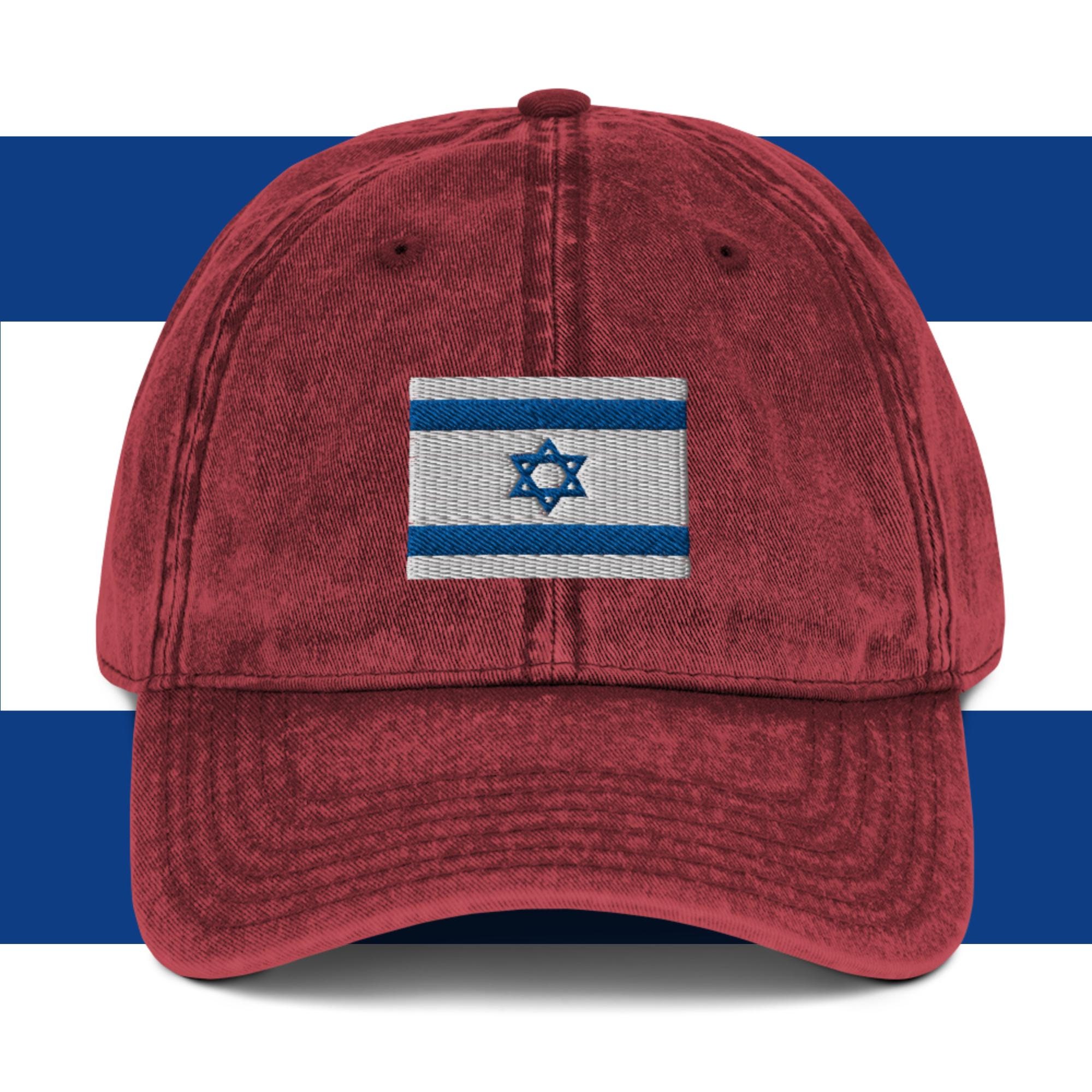 Israeli Flag Embroidered Washed Out Cotton Twill Cap, Country ...