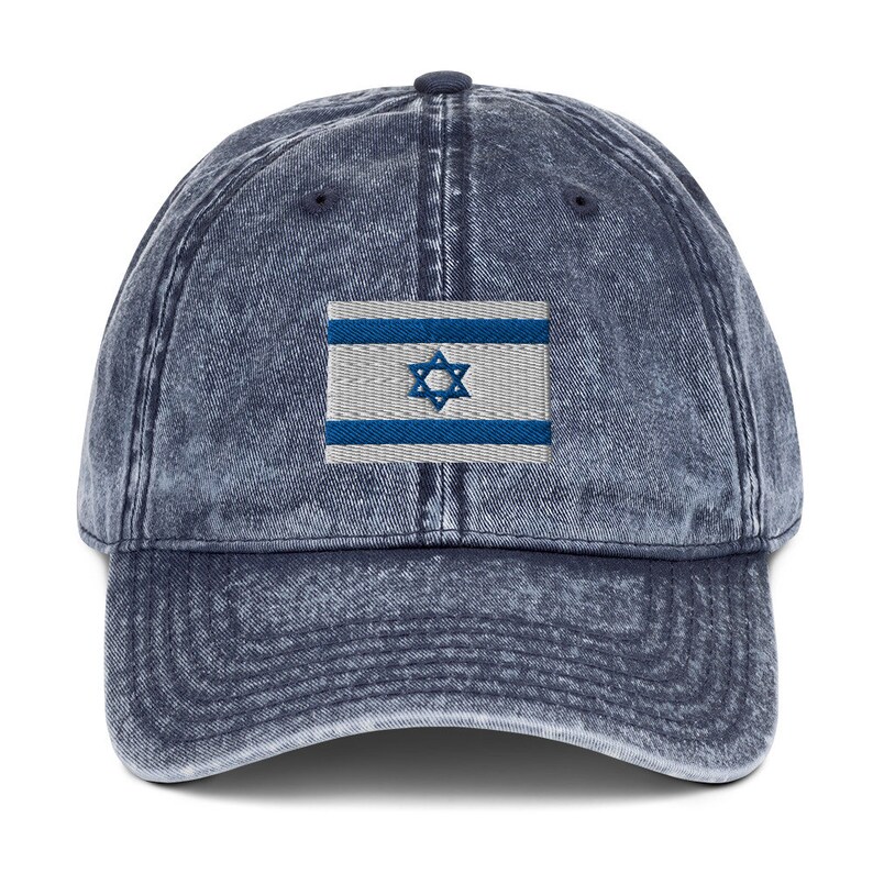 Israeli Flag Embroidered Washed Out Cotton Twill Cap, Country ...