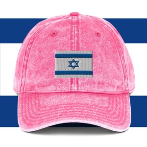 Israeli Flag Embroidered Washed Out Cotton Twill Cap, Country ...