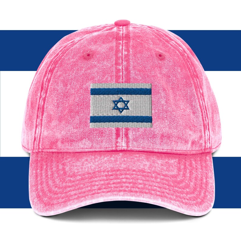 Israeli Flag Embroidered Washed Out Cotton Twill Cap, Country ...