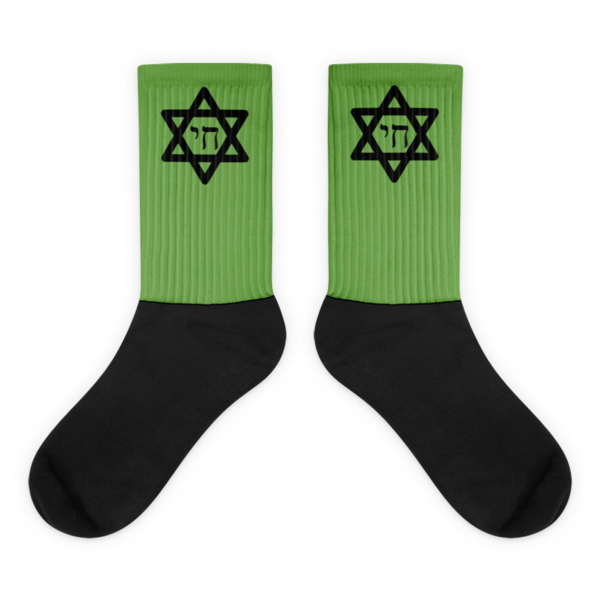 Hebrew Chai Star of David Socks, Black Foot Socks With Jewish Symbol ...