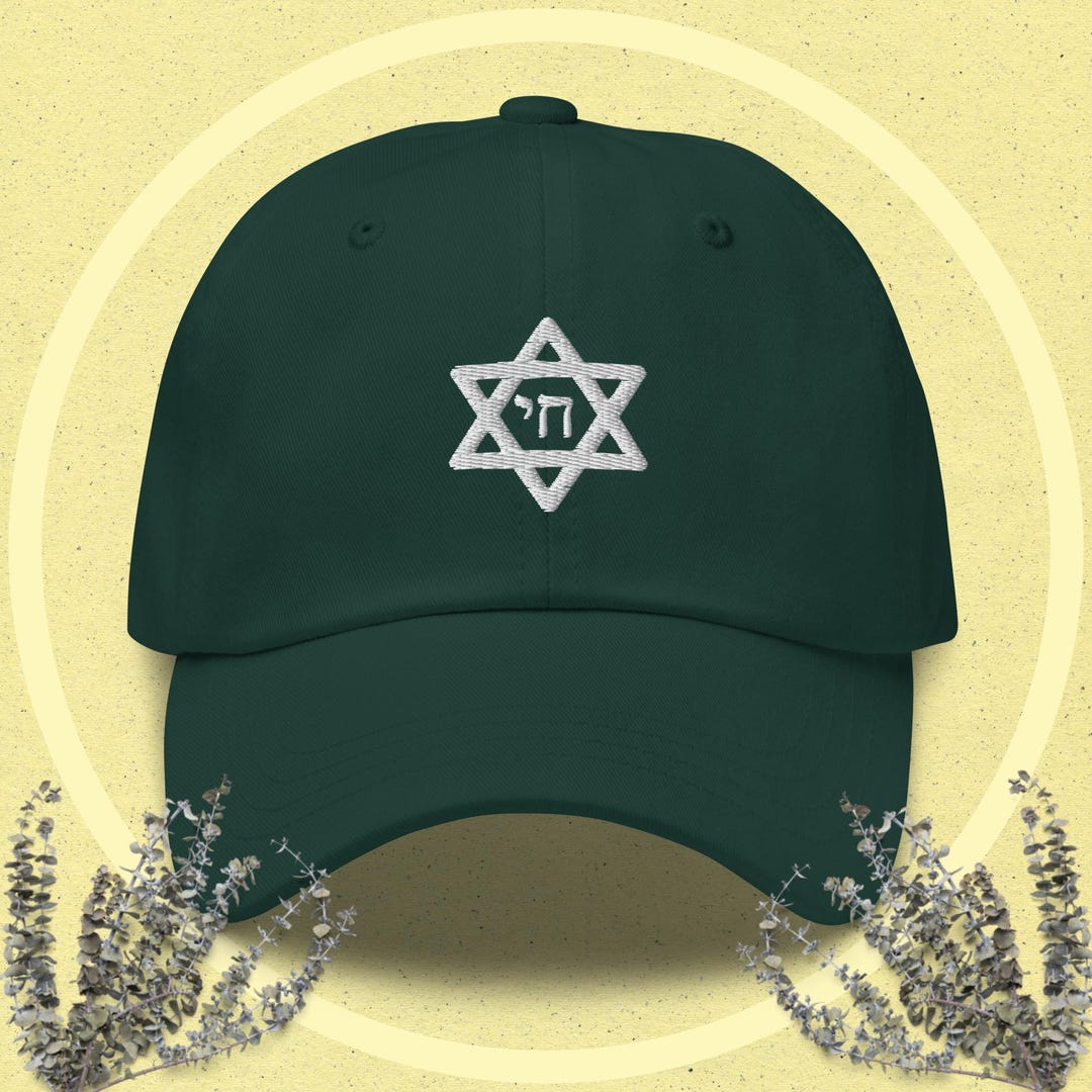Star of David With Hebrew Chai Embroidered Dad Hat, Jewish Symbols ...