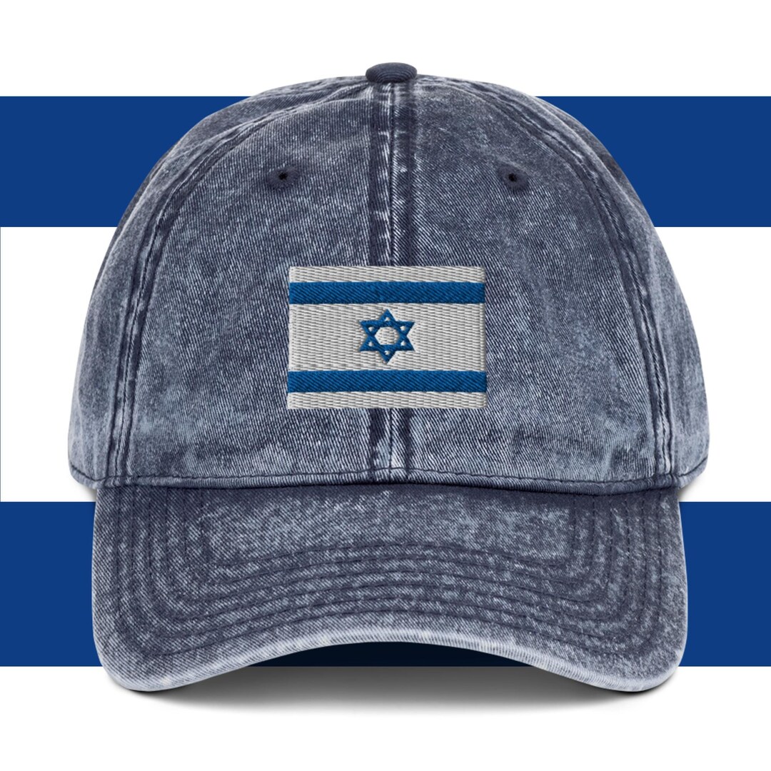 Israeli Flag Embroidered Washed Out Cotton Twill Cap, Country ...