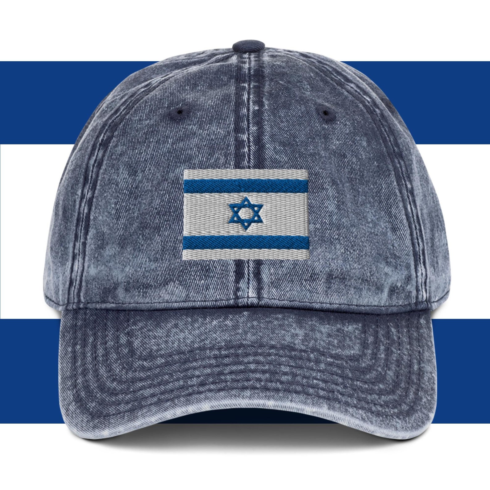 Israeli Flag Embroidered Washed Out Cotton Twill Cap, Country ...