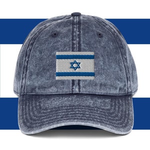 Israeli Flag Embroidered Washed Out Cotton Twill Cap, Country ...