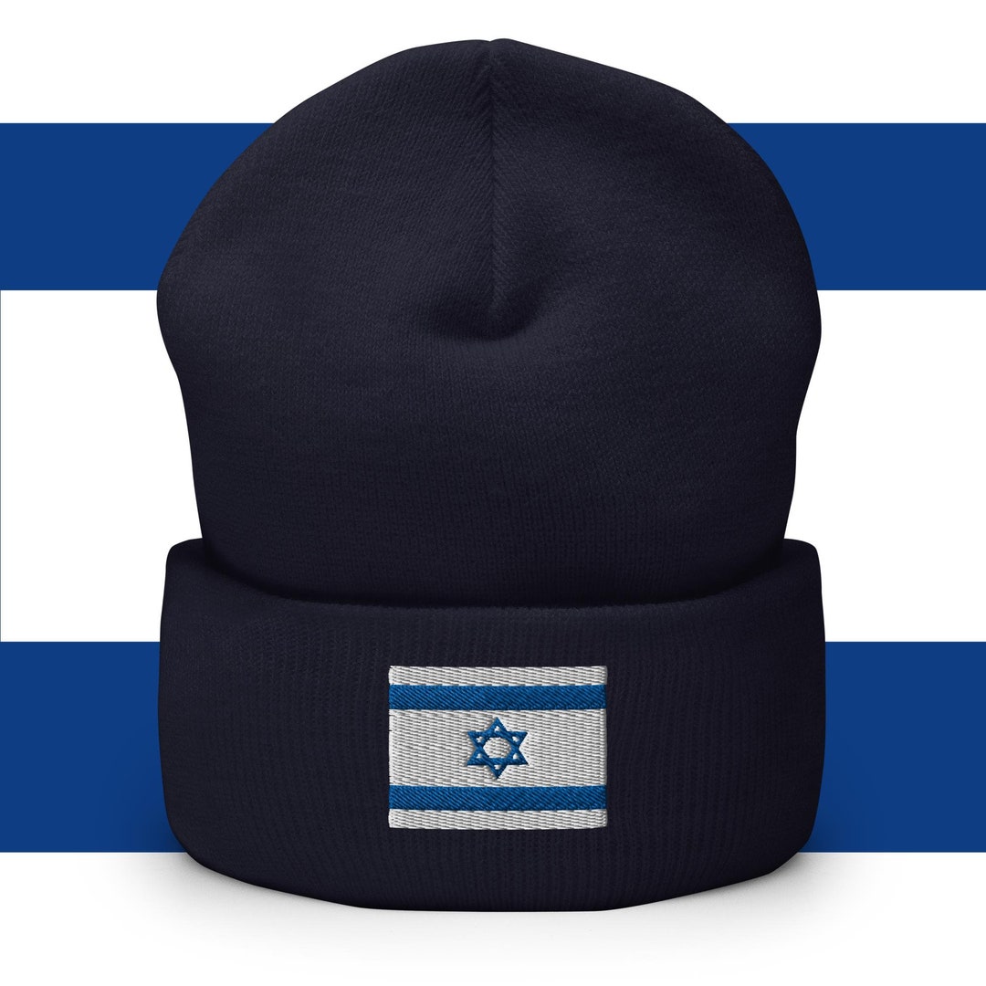 Israel Flag Embroidered Cuffed Beanie, Patriotic Unisex Headwear Gift ...