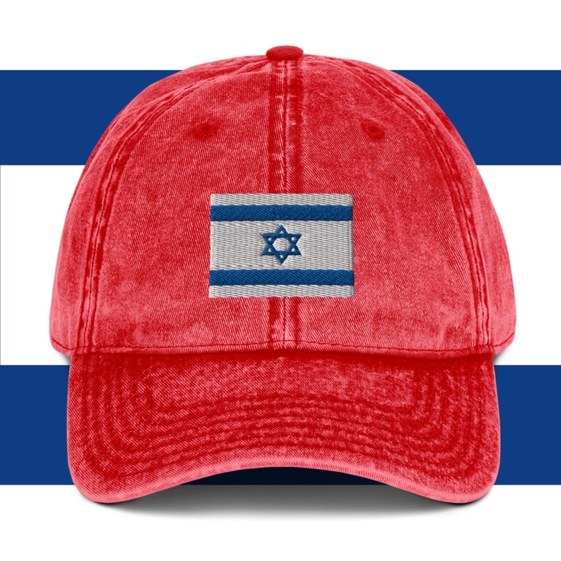 Israeli Flag Embroidered Washed Out Cotton Twill Cap, Country ...
