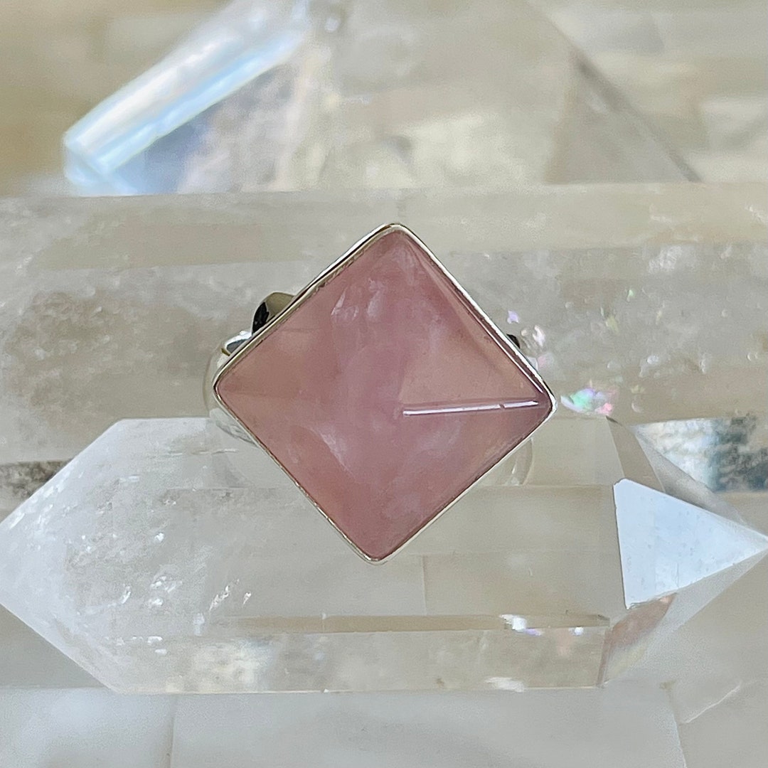 Rose Quartz Pyramid Ring Sterling Silver and Rose Quartz - Etsy
