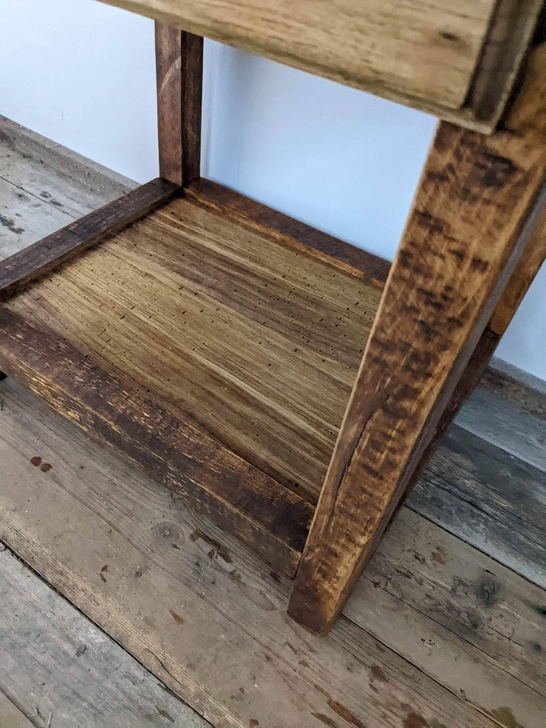 Reclaimed Butternut Wood Sofa Arm Table - Rustic Farmhouse Side End ...