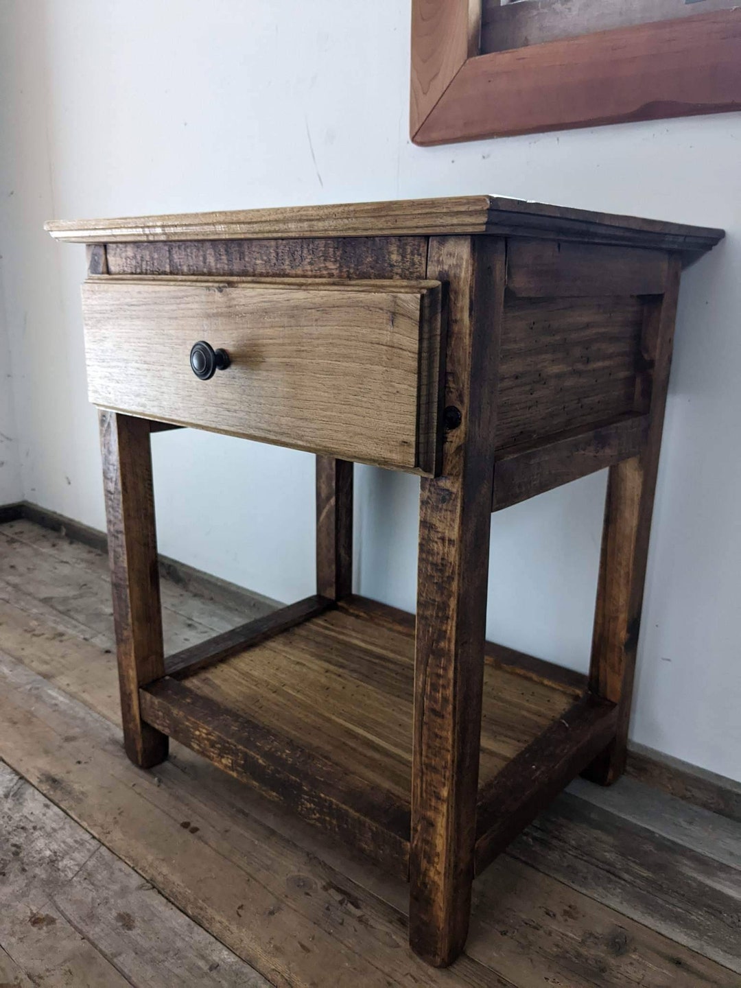 Reclaimed Butternut Wood Sofa Arm Table - Rustic Farmhouse Side End ...