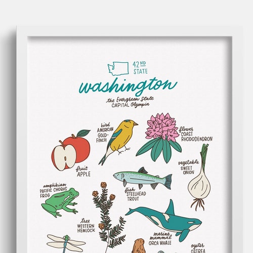 Washington State Map Print Poster Canvas Washington State - Etsy