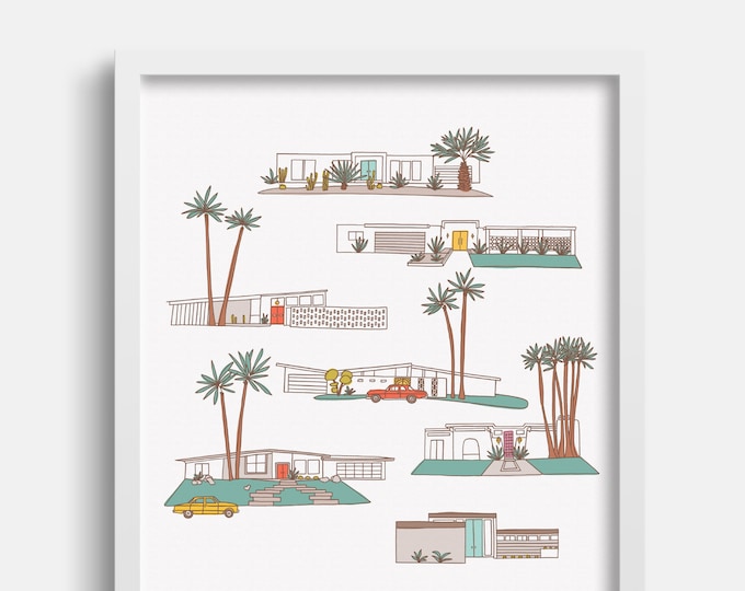 Mid Century Modern Homes of Palm Springs, Wall Art Decor, Interior ...