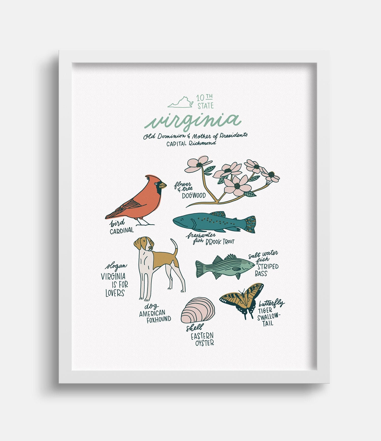 Virginia State Symbols Illustration Print - Etsy