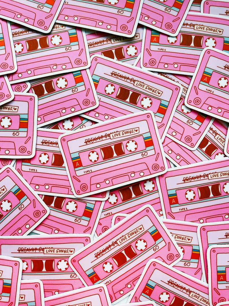 Love Songs Cassette Tape Sticker, 80s Vinyl Sticker, 90s Gift, Music ...