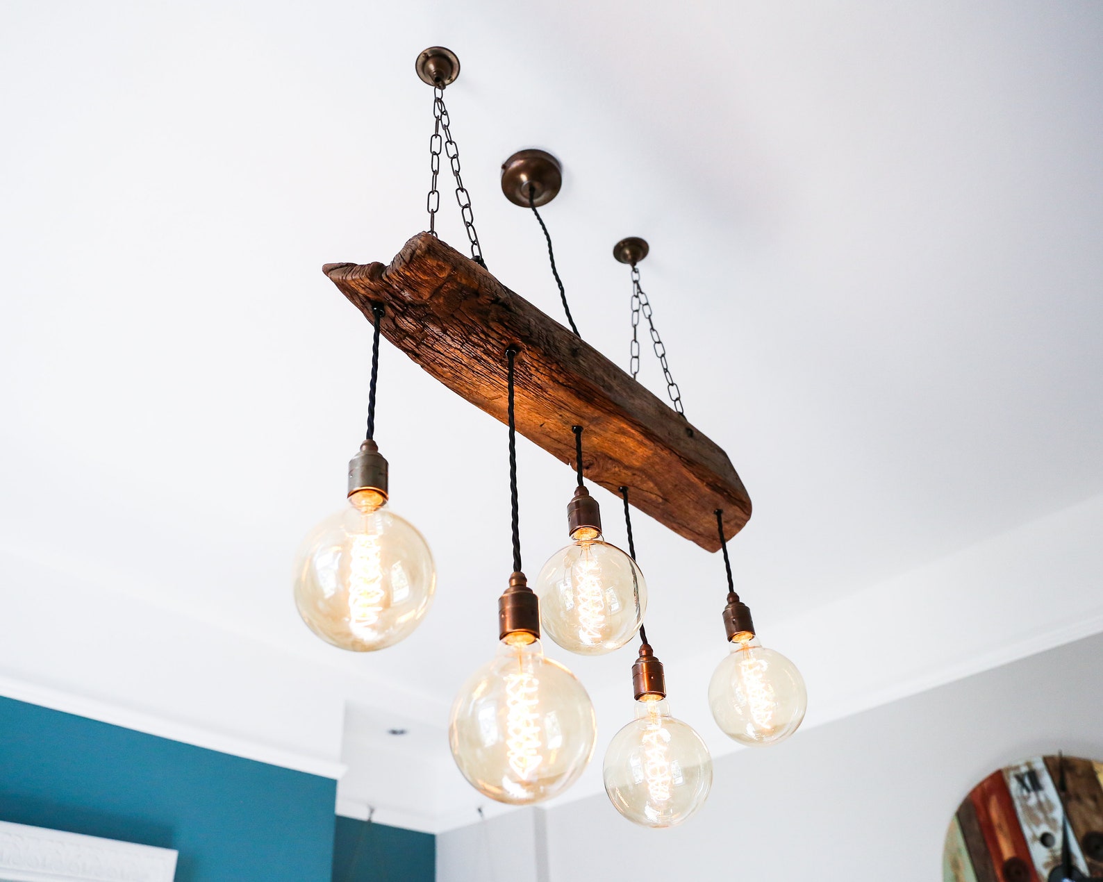 Oak Wooden Beam Light Chandelier Ceiling Cluster Pendant - Etsy