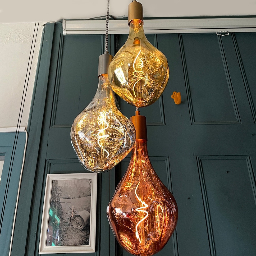 Triple Cluster Pendant Light With Tri Colour Organic Evo Bulbs - Etsy