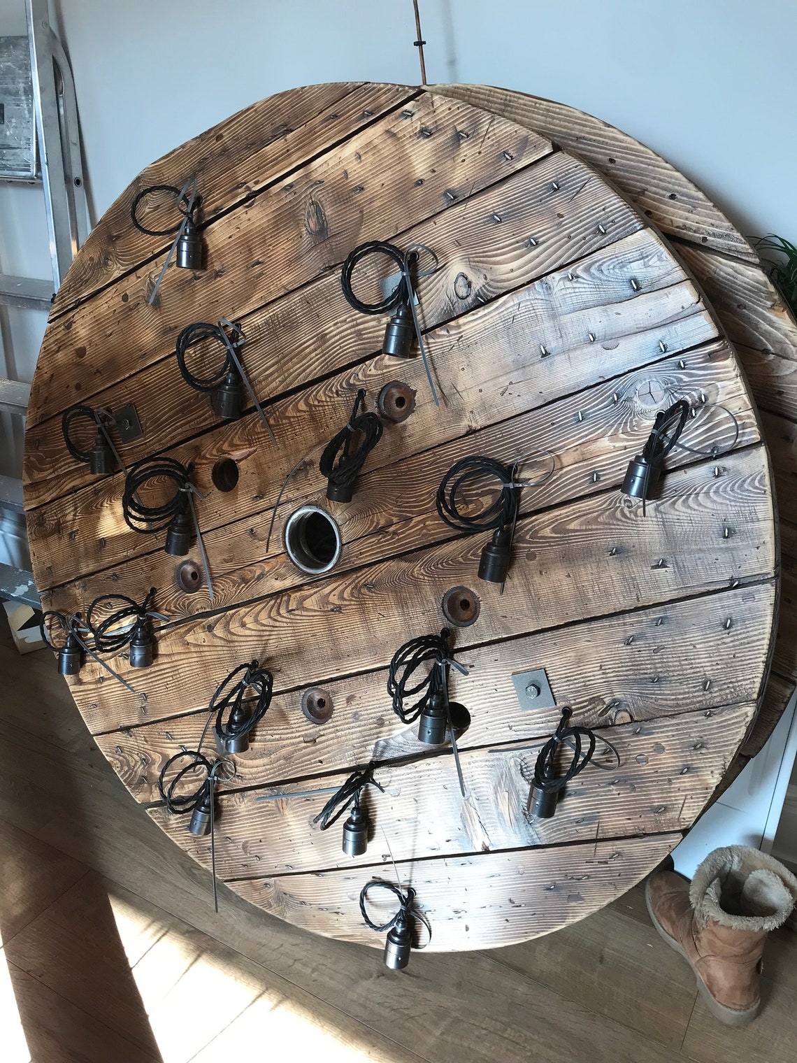 Giant Cable Reel Drum Chandelier Ceiling Cluster Pendant Light - Etsy UK