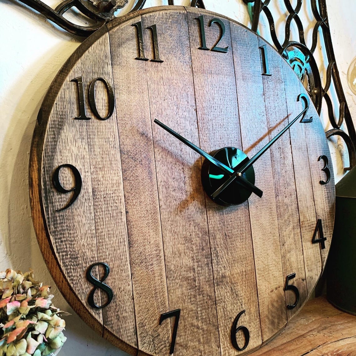 Oak Whiskey Barrel Wall Clock 60cm Vintage Reclaimed Oak Large - Etsy