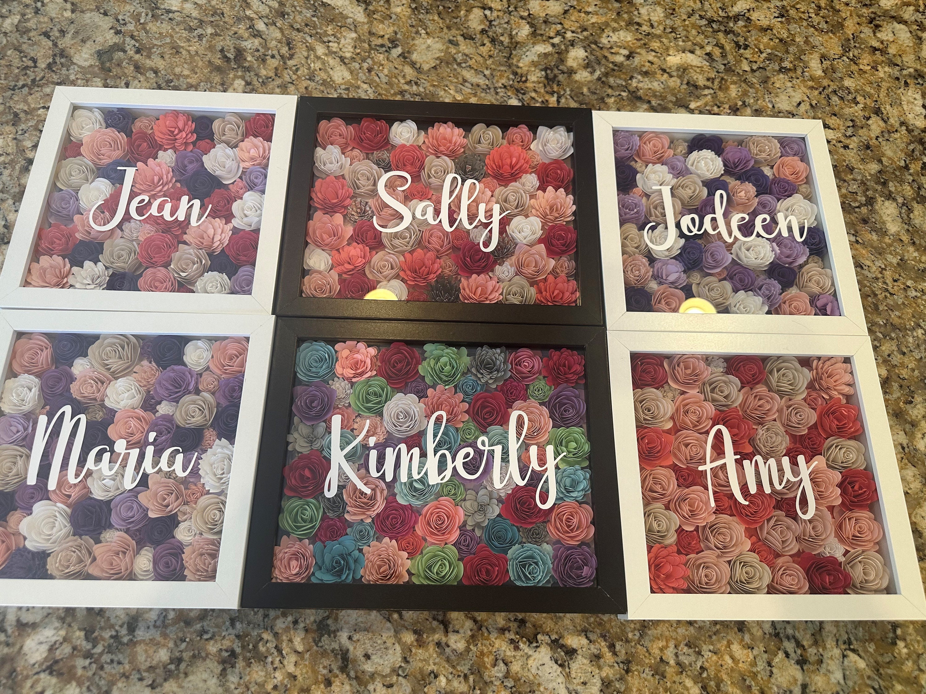 Customized Rolled Paper Flower Shadow Box - Etsy