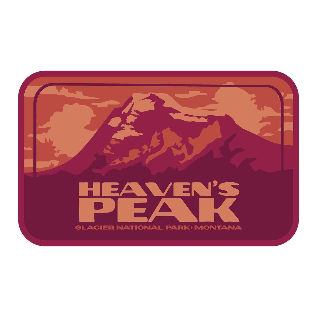 Vintage WPA Style Glacier National Park Peaks Sticker - Heaven's Peak ...