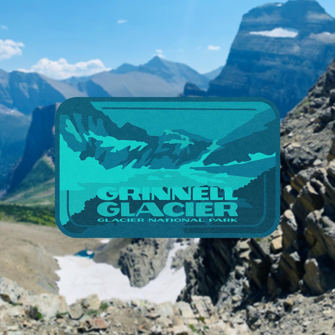 Vintage WPA Style Glacier National Park Landmark Sticker - Grinnell ...