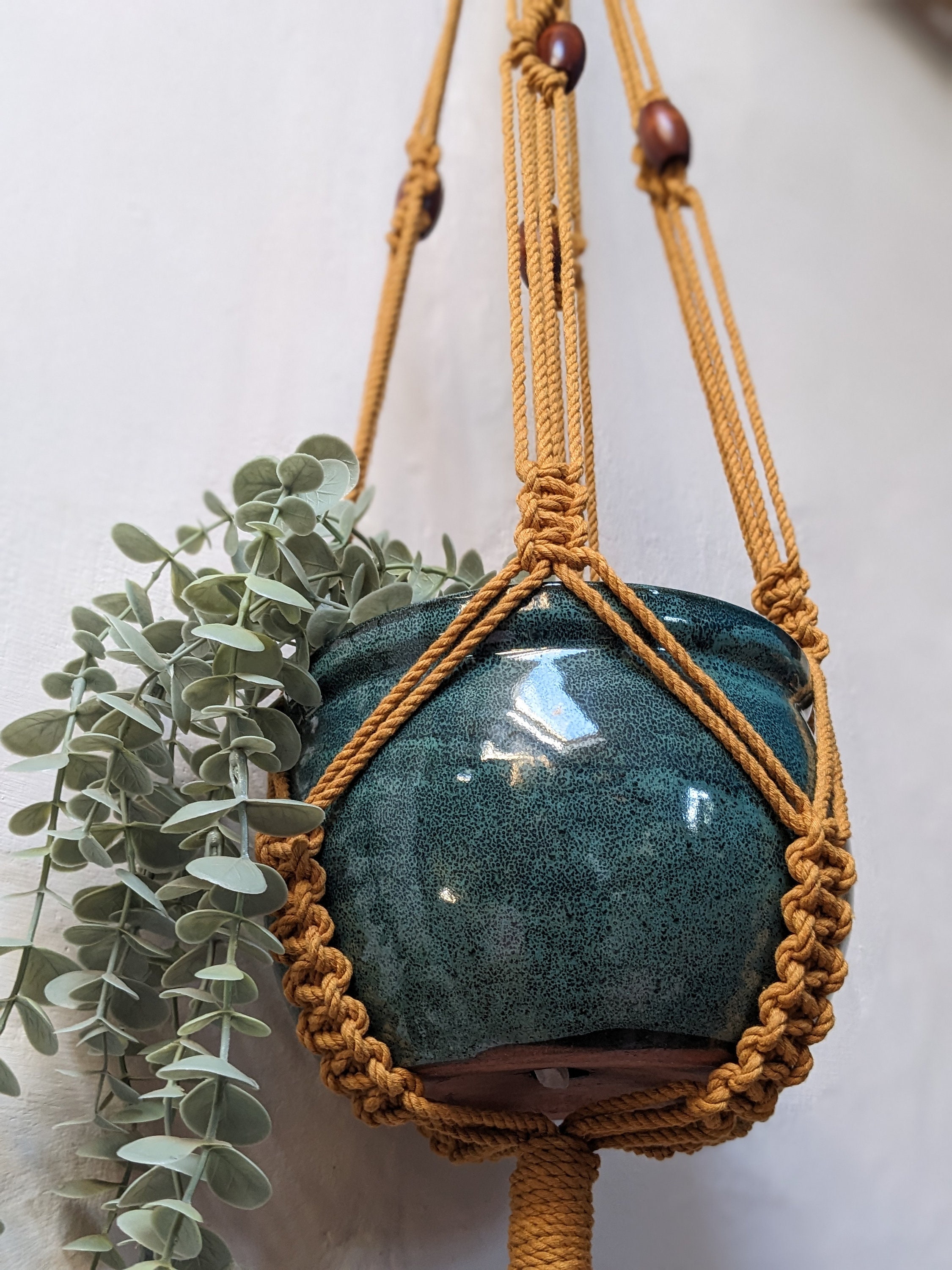 Macrame Plant Hanger Beaded Cotton or Jute Natural Rope - Etsy
