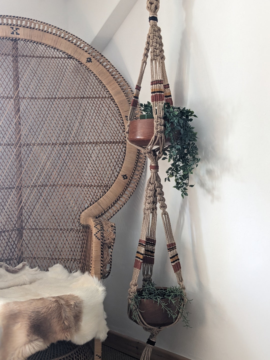Macraweave Jute Double Vintage Macrame Plant Hanger - Etsy