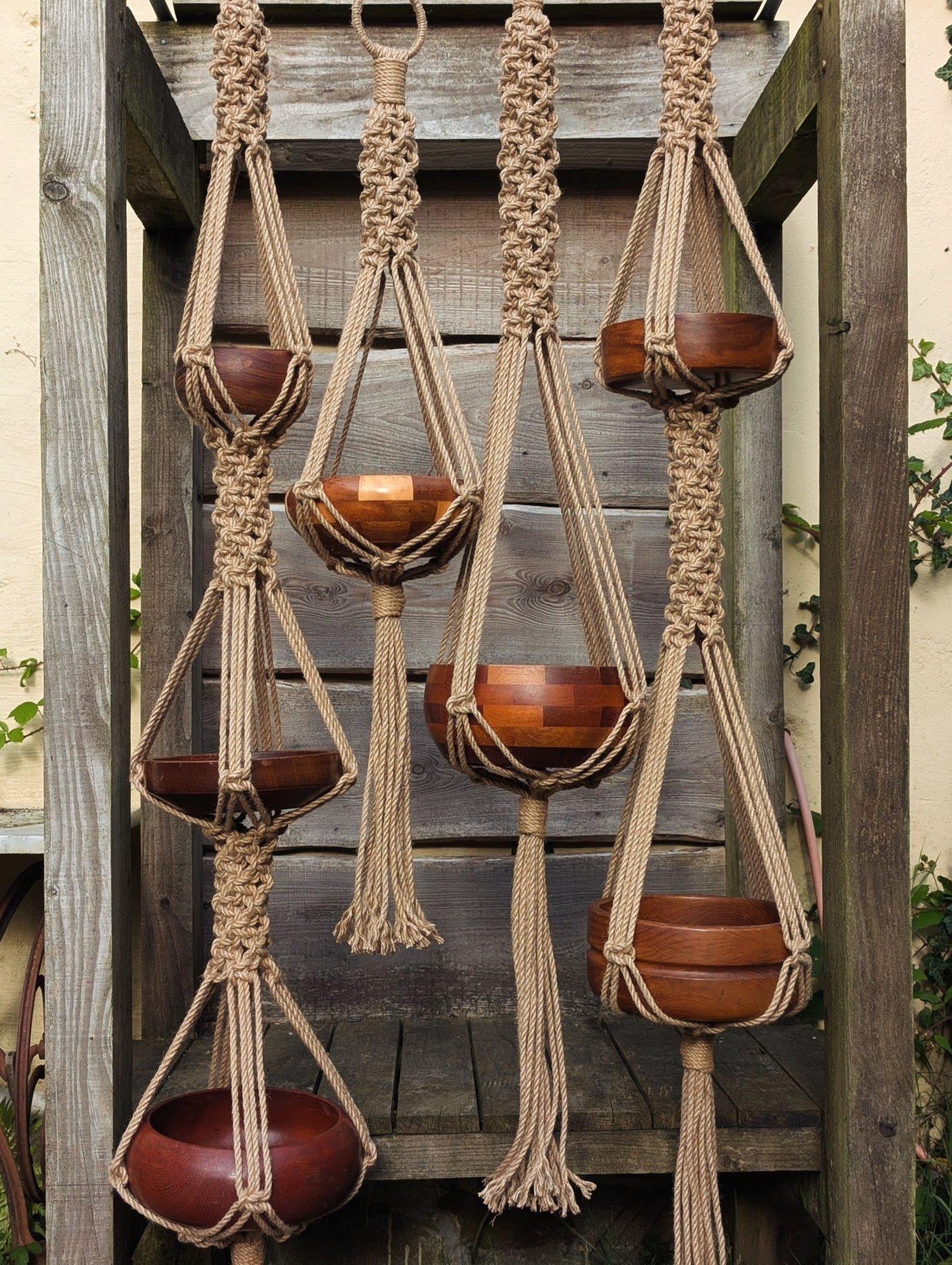 Large Macrame Plant Hanger for Big Pots, Chunky Natural Jute Hanging ...