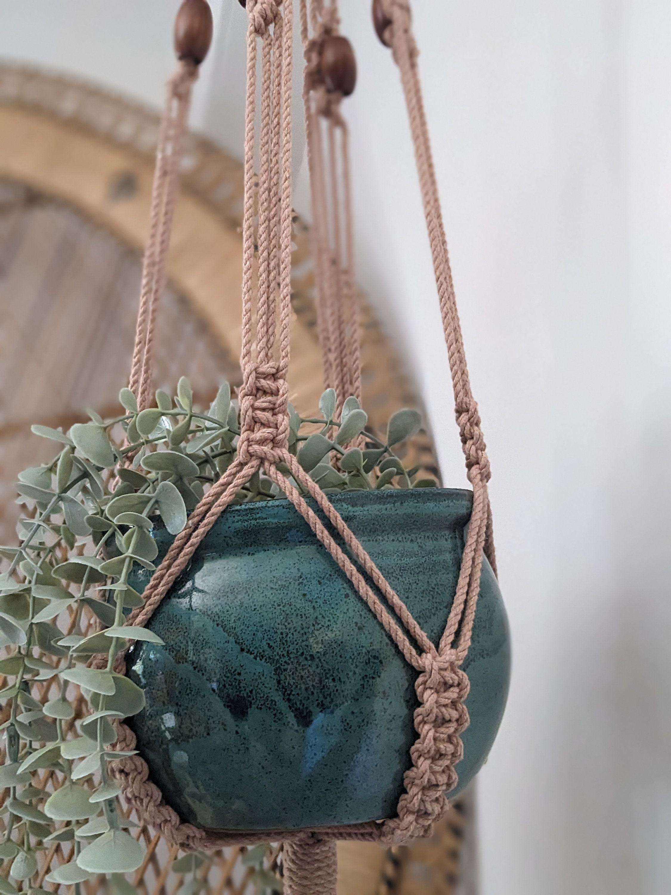 Macrame Plant Hanger Beaded Cotton or Jute Natural Rope - Etsy