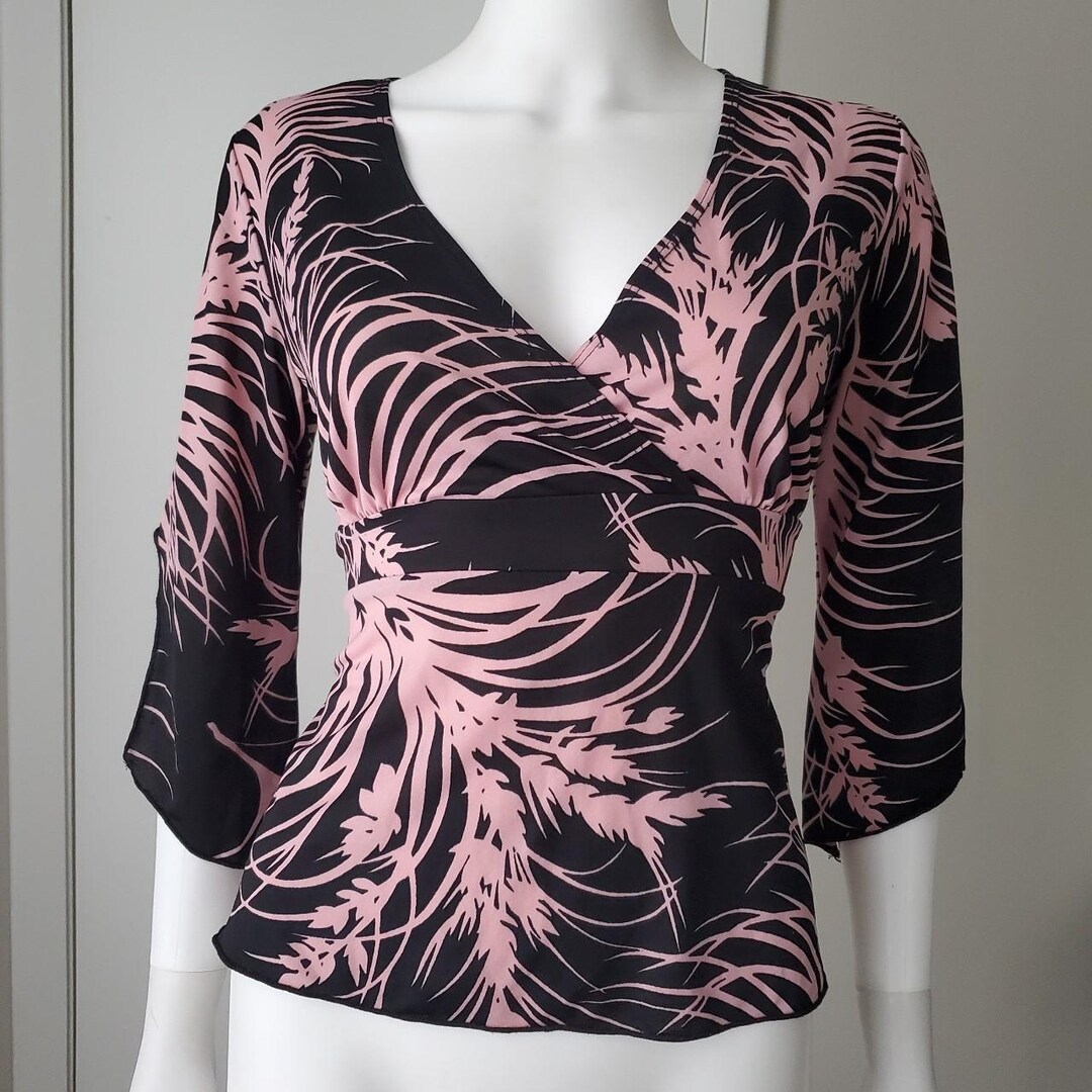Vintage Y2K V Neck Blouse With Open Flare Sleeves - Etsy