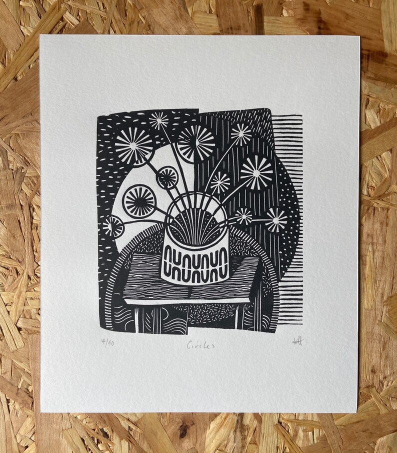 Circles - Limited Edition Handmade Linocut Print. Unique Original Art ...