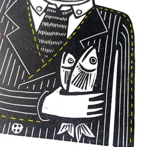 Man Cat Limited Edition Linocut Handmade Print - Etsy