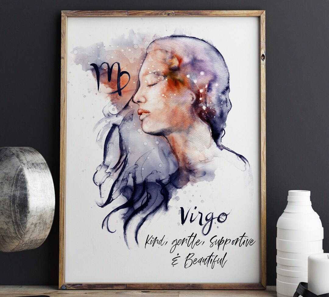 Virgo Personalised Watercolour Painting Wall Art Giclée Print Zodiac ...