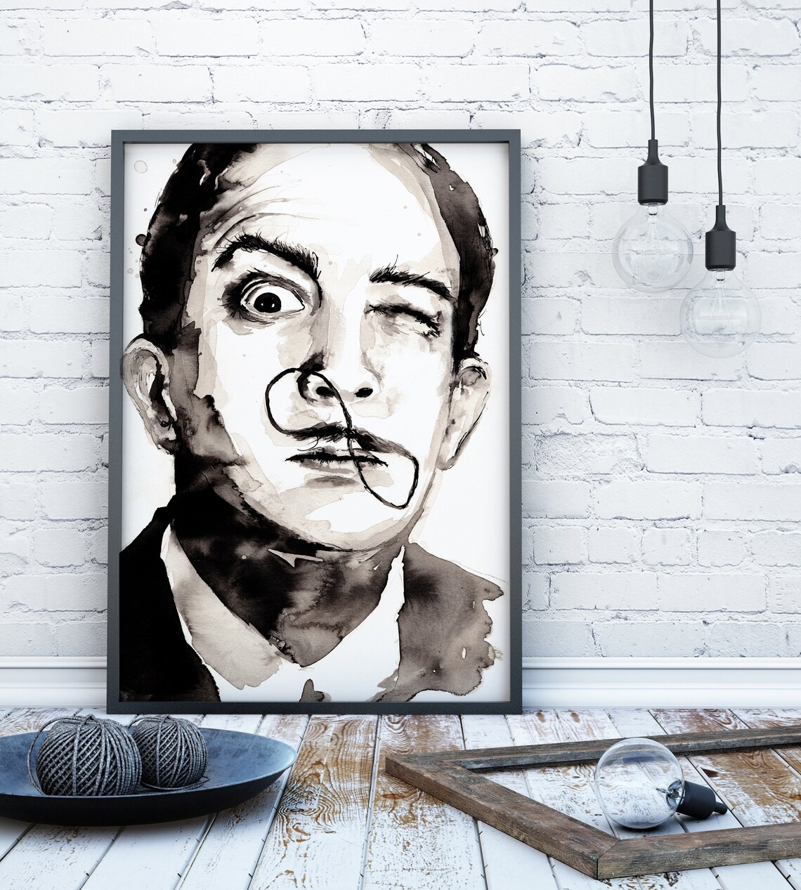 DALI watercolour Portrait painting Giclée print wall art | Etsy