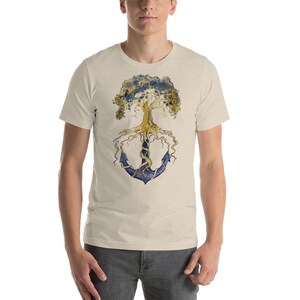 Anchor Oak Tree T-shirt Nautical Tee Unisex Mens Women's MORE COLOURS ...