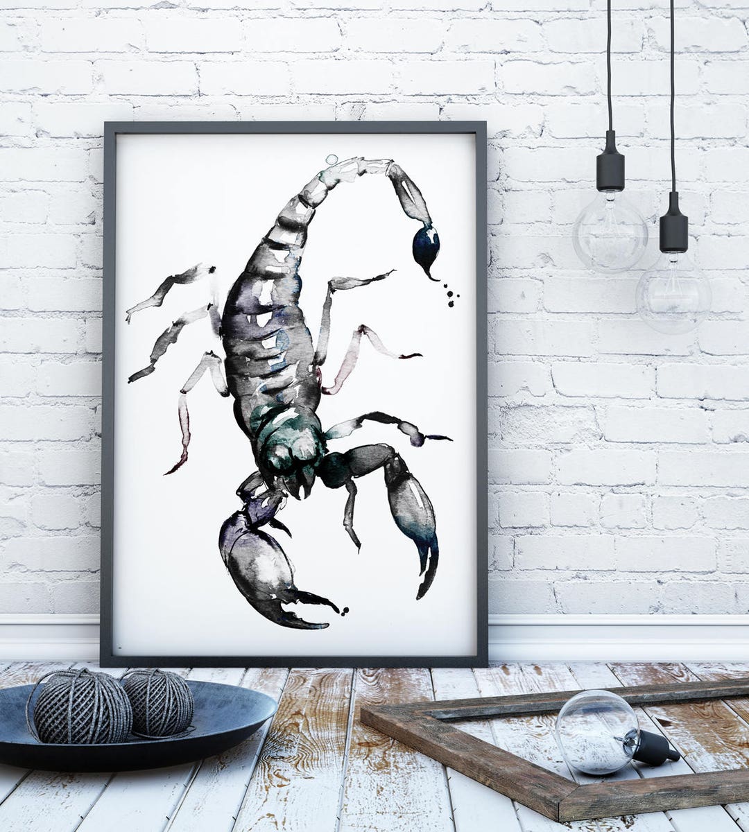 Scorpion Painting Giclée Print Scorpio Watercolour Ink Wall Art ...