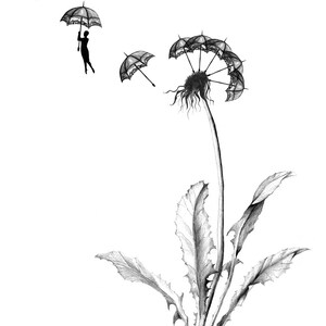 Dandelion Clock Fairy Illustration Wall Art Print Surreal Gothic ...