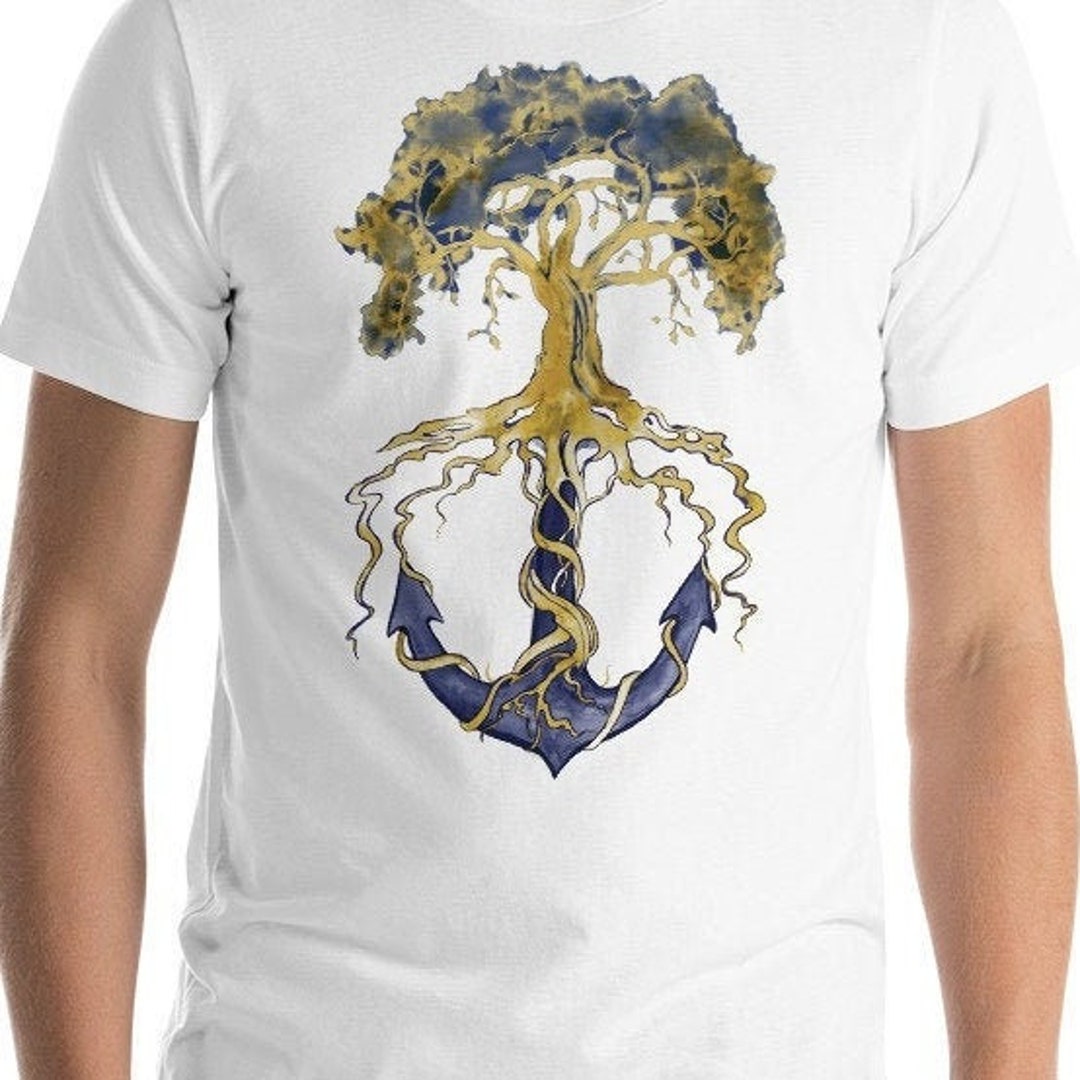 Anchor Oak Tree T-shirt Nautical Tee Unisex Mens Women's MORE COLOURS ...