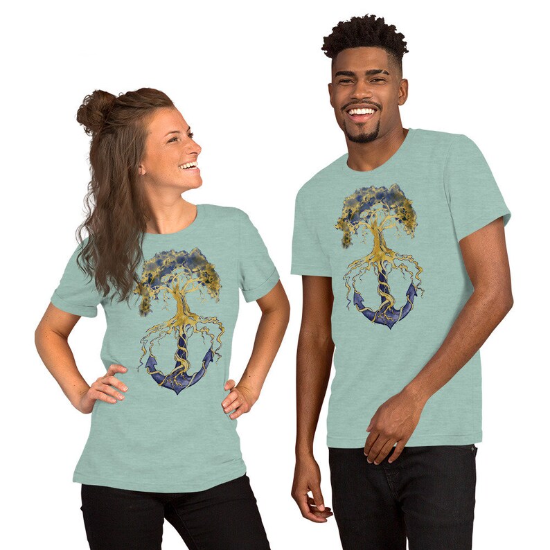 Anchor Oak Tree T-shirt Nautical Tee Unisex Mens Women's MORE COLOURS ...