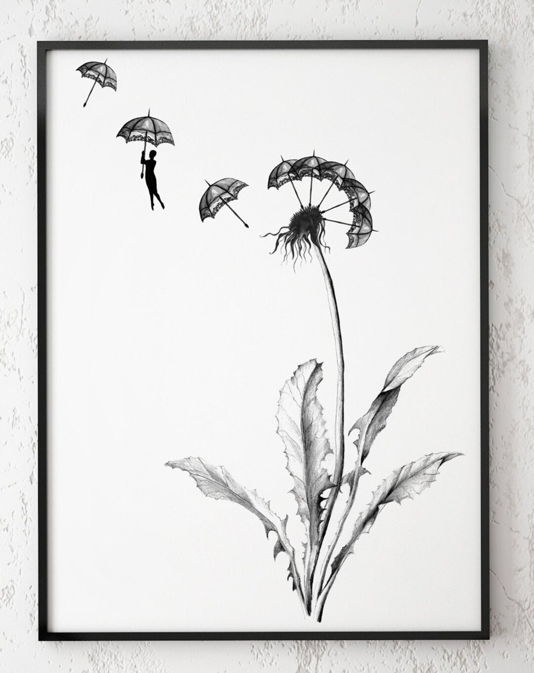 Dandelion Clock Fairy Illustration Wall Art Print Surreal Gothic ...