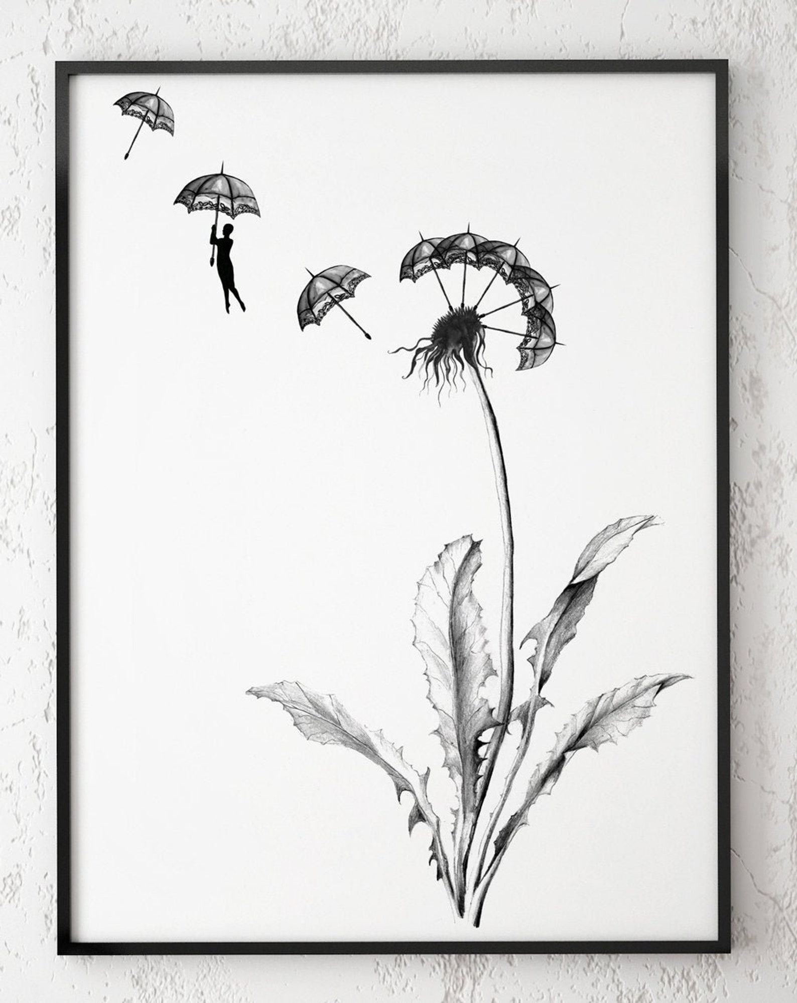 Dandelion Clock Fairy Illustration Wall Art Print Surreal - Etsy UK